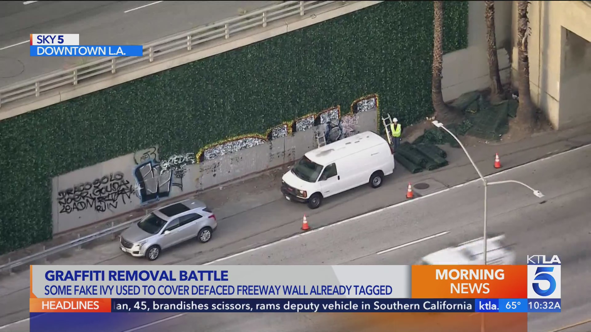 'Graffiti-proof' ivy was installed along a busy Los Angeles freeway. It ...