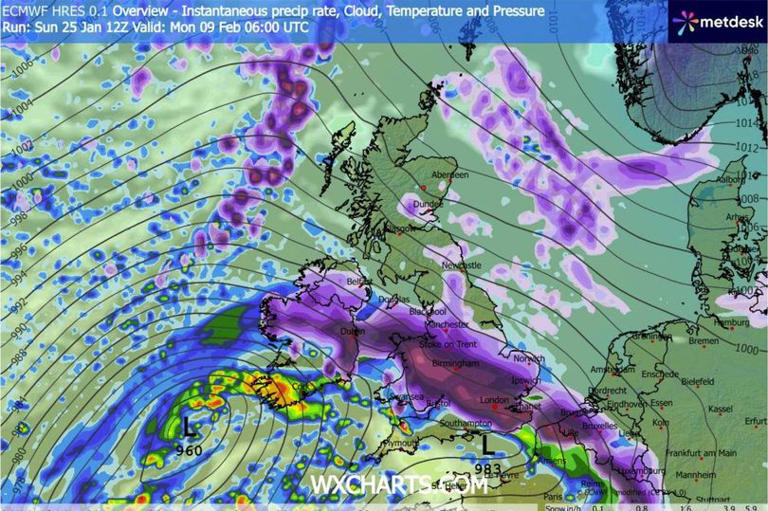 Storm to 'sweep nation' as snow maps show 69 inches burying UK ...
