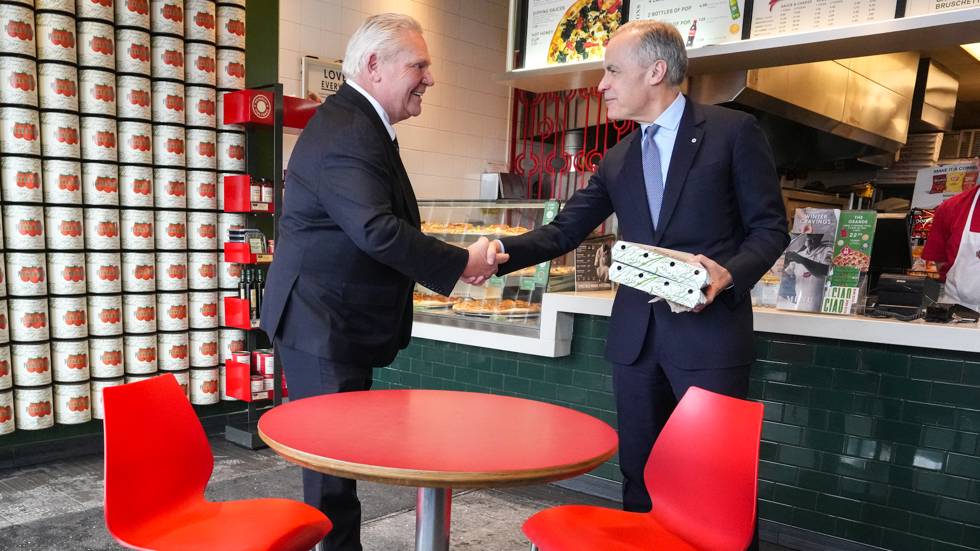 'All about Team Canada': Carney and Ford meet at Toronto pizza shop