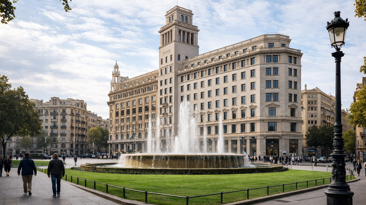 A morning walk around Plaça Catalunya in Barcelona