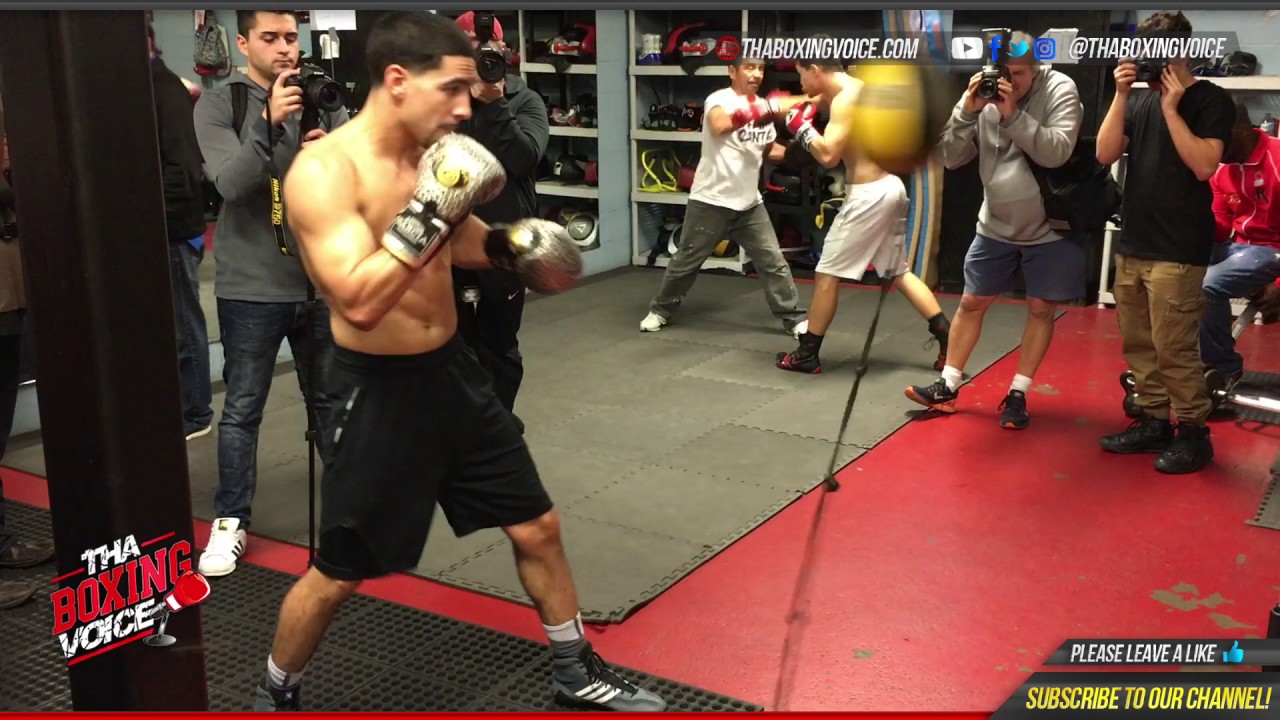 Danny Garcia on the double end bag showing his sharpness