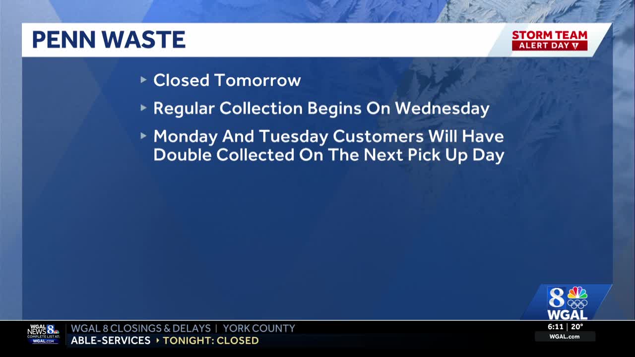 Penn Waste closed Tuesday, operations will continue Wednesday