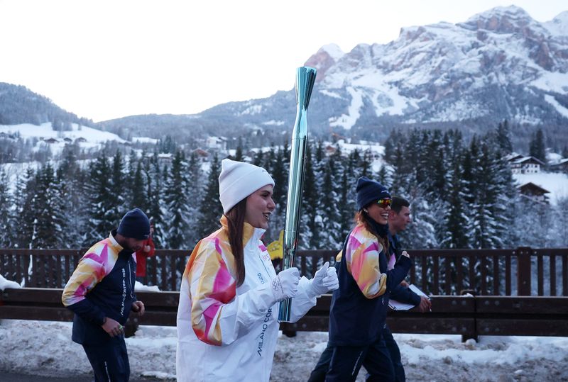 Olympics-torch arrives in co-host Cortina on anniversary of 1956 Games