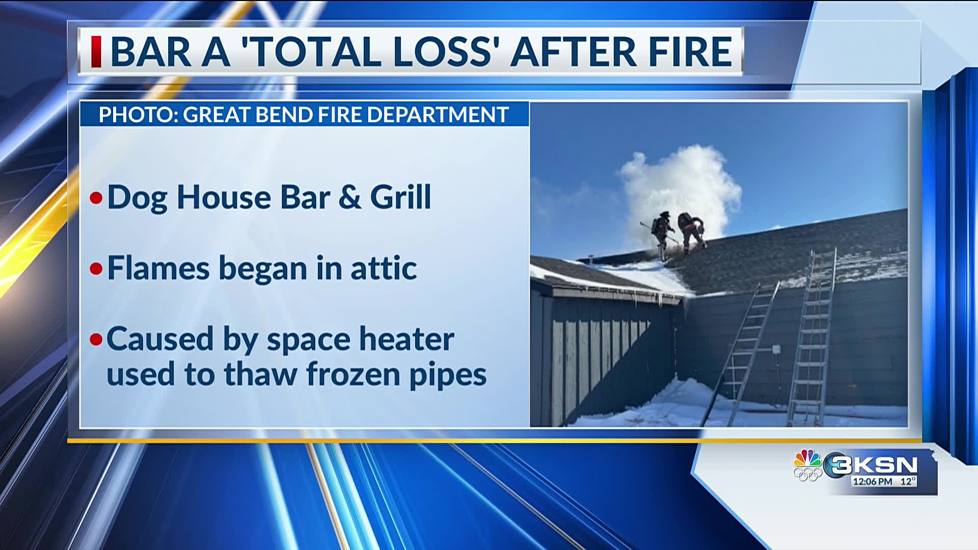 Great Bend bar fire caused by space heater thawing pipes