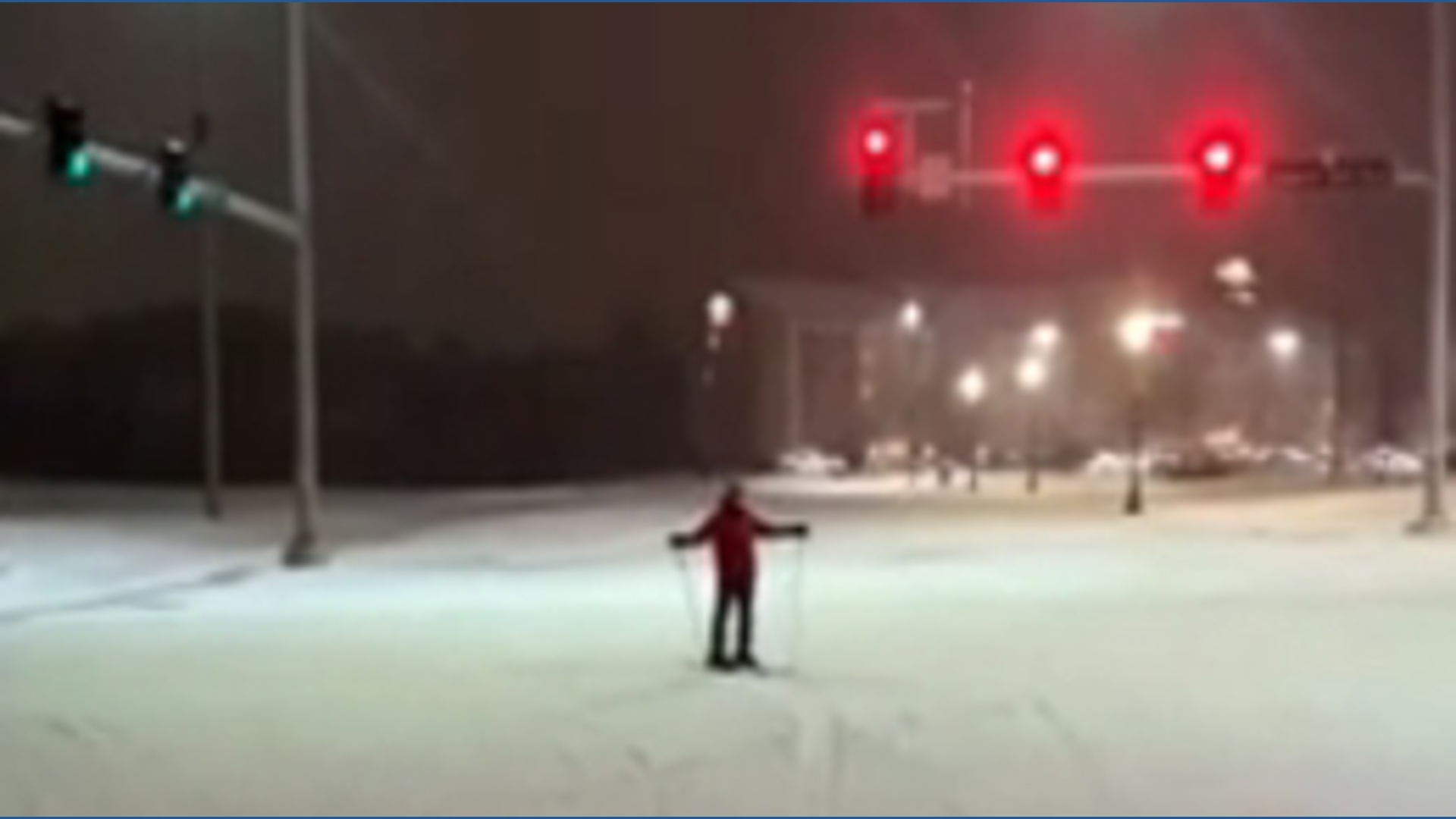 5NEWS' Noah Simmons skis down Arkansas road