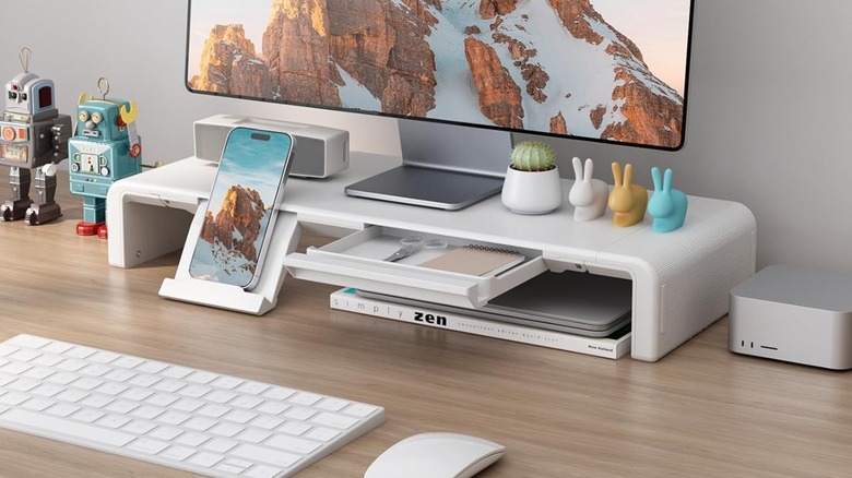 Say goodbye to ugly desk clutter with this minimalist monitor stand