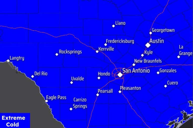 Extreme cold warning extended to 9 a.m. Tuesday for Austin, San Antonio ...