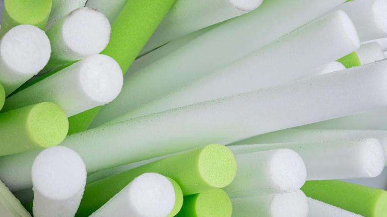Use a Dollar Tree pool noodle to DIY gorgeous light-up floral decor