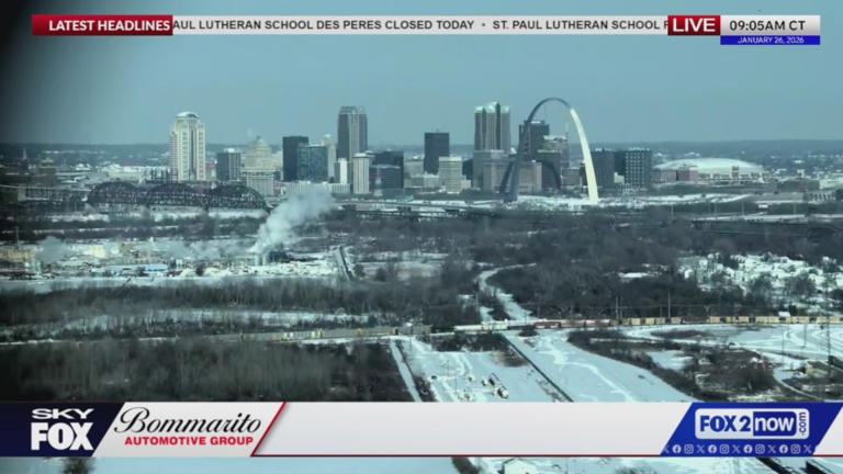 Gallery: SkyFOX’s trip Monday morning over a snowy St. Louis