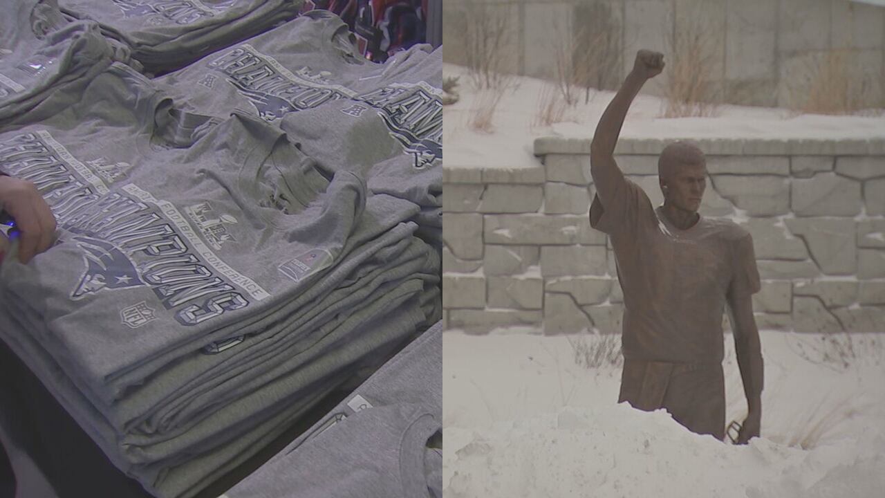 Snow doesn’t stop Patriots fans from picking up AFC Championship gear