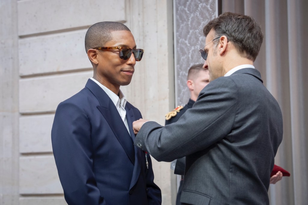 Pharrell Williams knighted by French President Emmanuel Macron ...