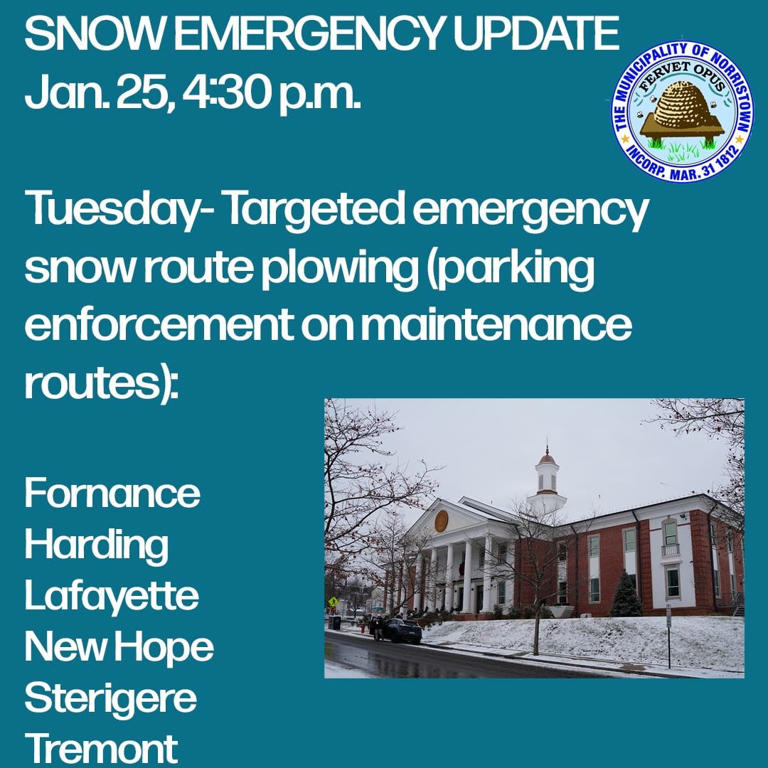 Norristown snow updates: Where plow is expected next, traffic lights out