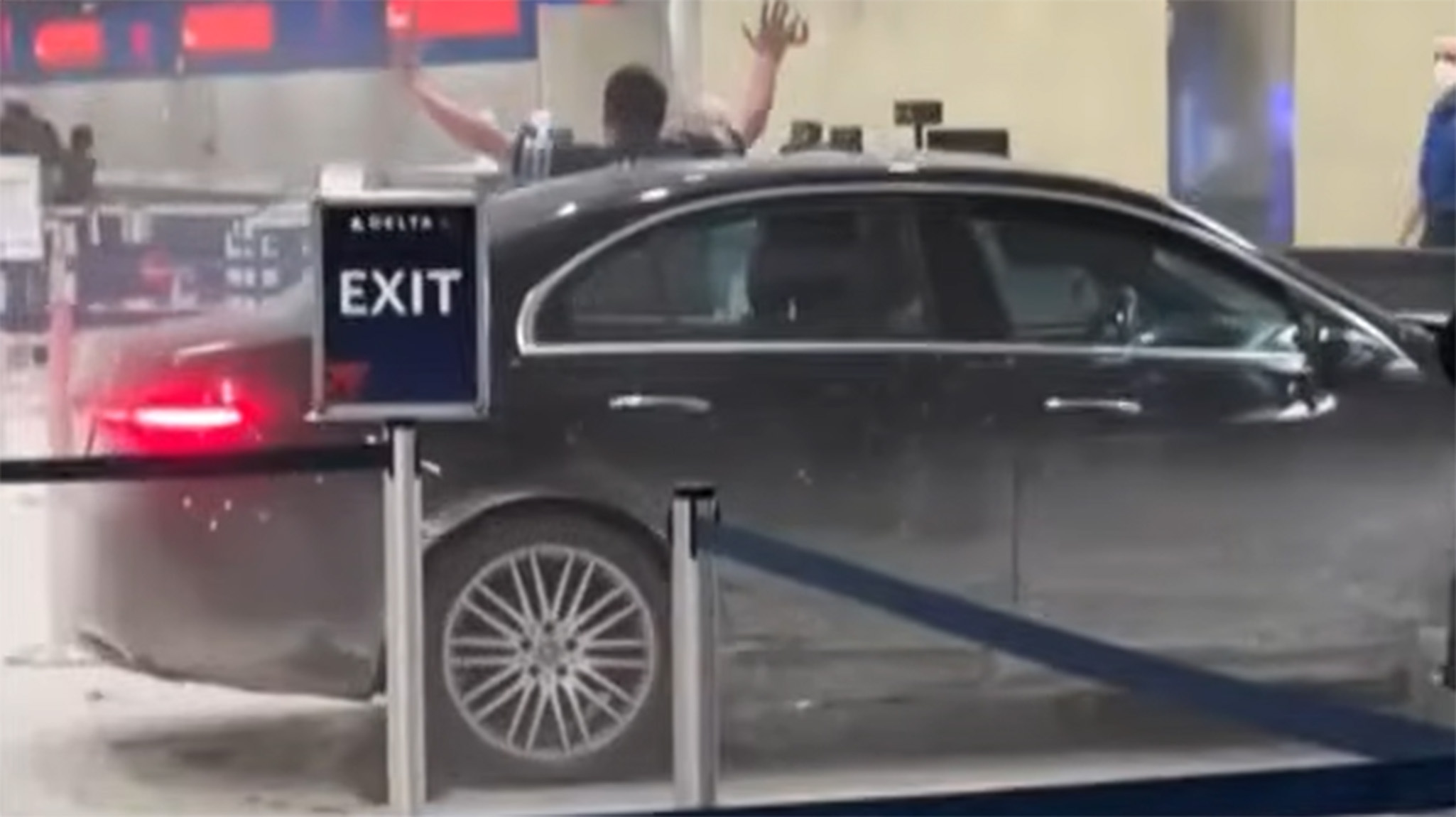 Mercedes crashes Detroit terminal, misses gate by about 300 feet