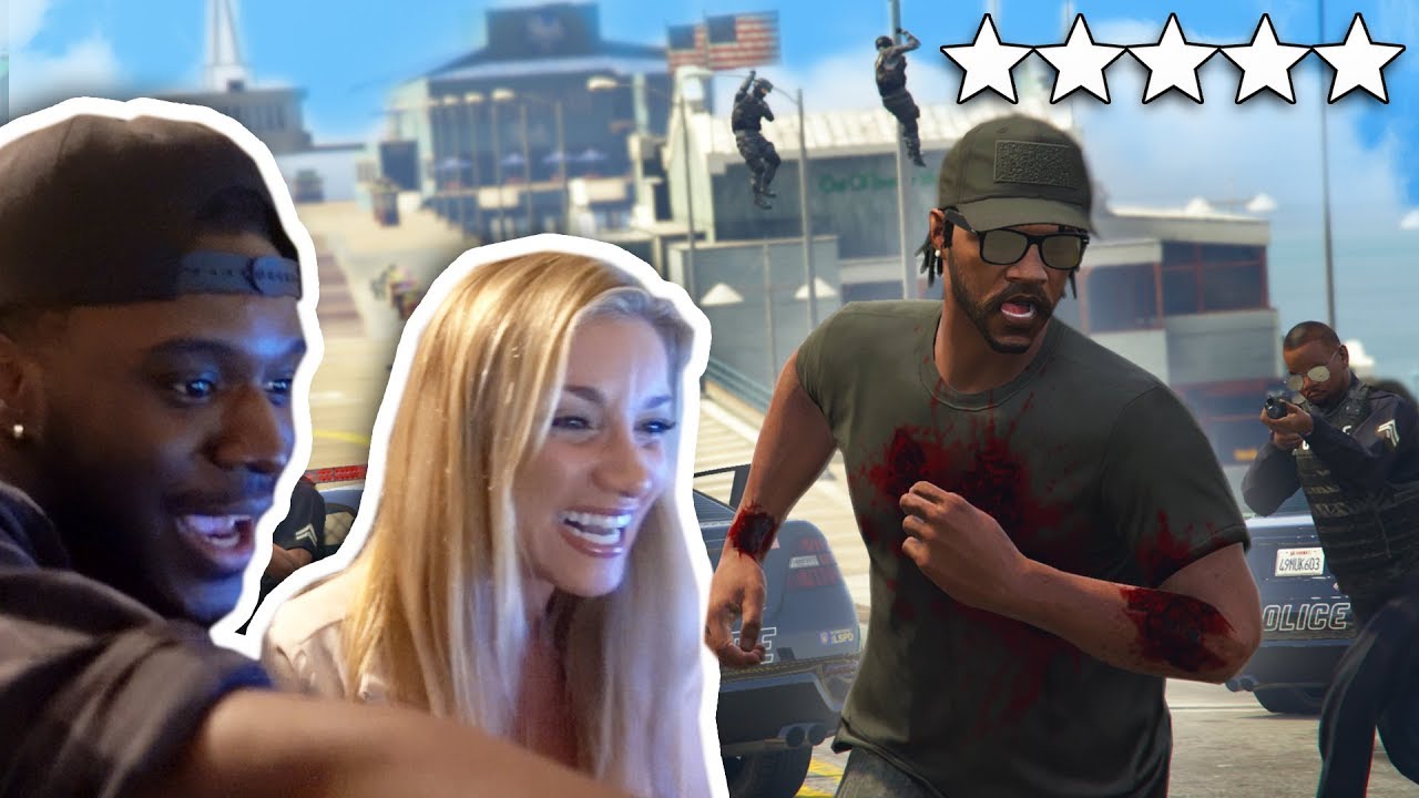 Can she escape 5 stars wanted level? | GTA 5 thug life #215