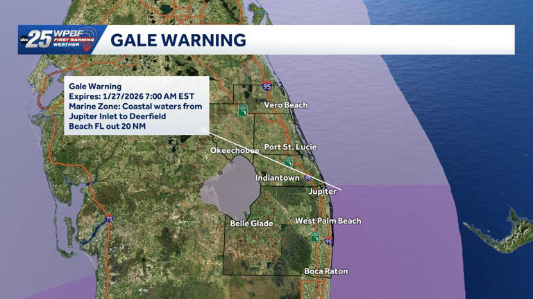 Gale warning in effect for South Florida