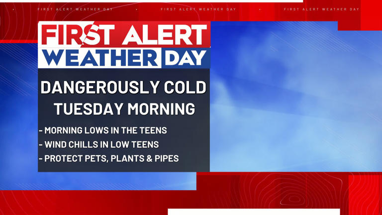 First alert weather days issued for dangerous cold Tuesday, snow chance ...