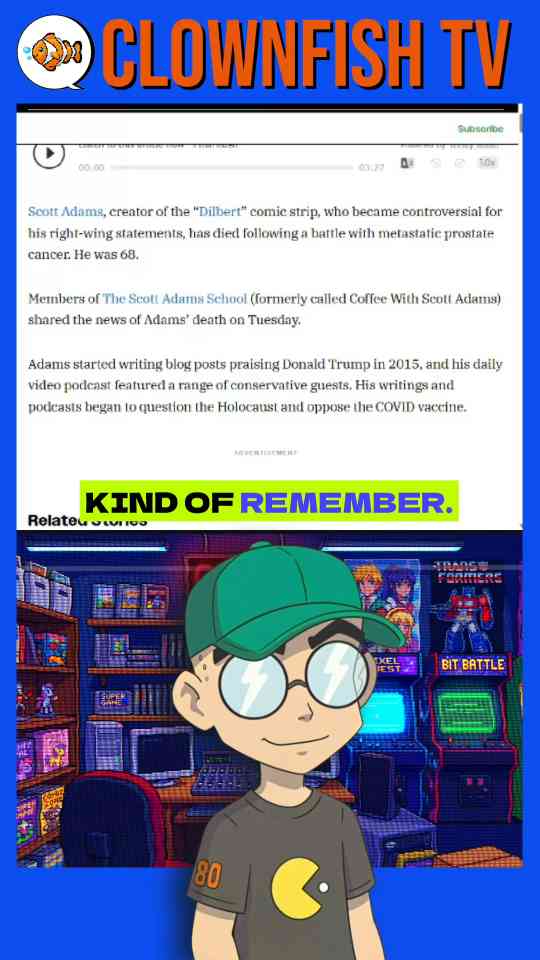 Scott Adams is dead. Dilbert cartoonist was 68. RIP.