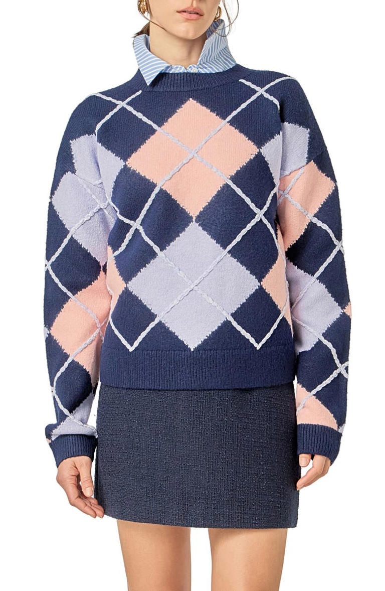 Katie Holmes embraces the argyle sweater trend with $199 Boden knit in LA