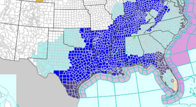 Map shows Texas under extreme cold warning as -5 wind chill possible
