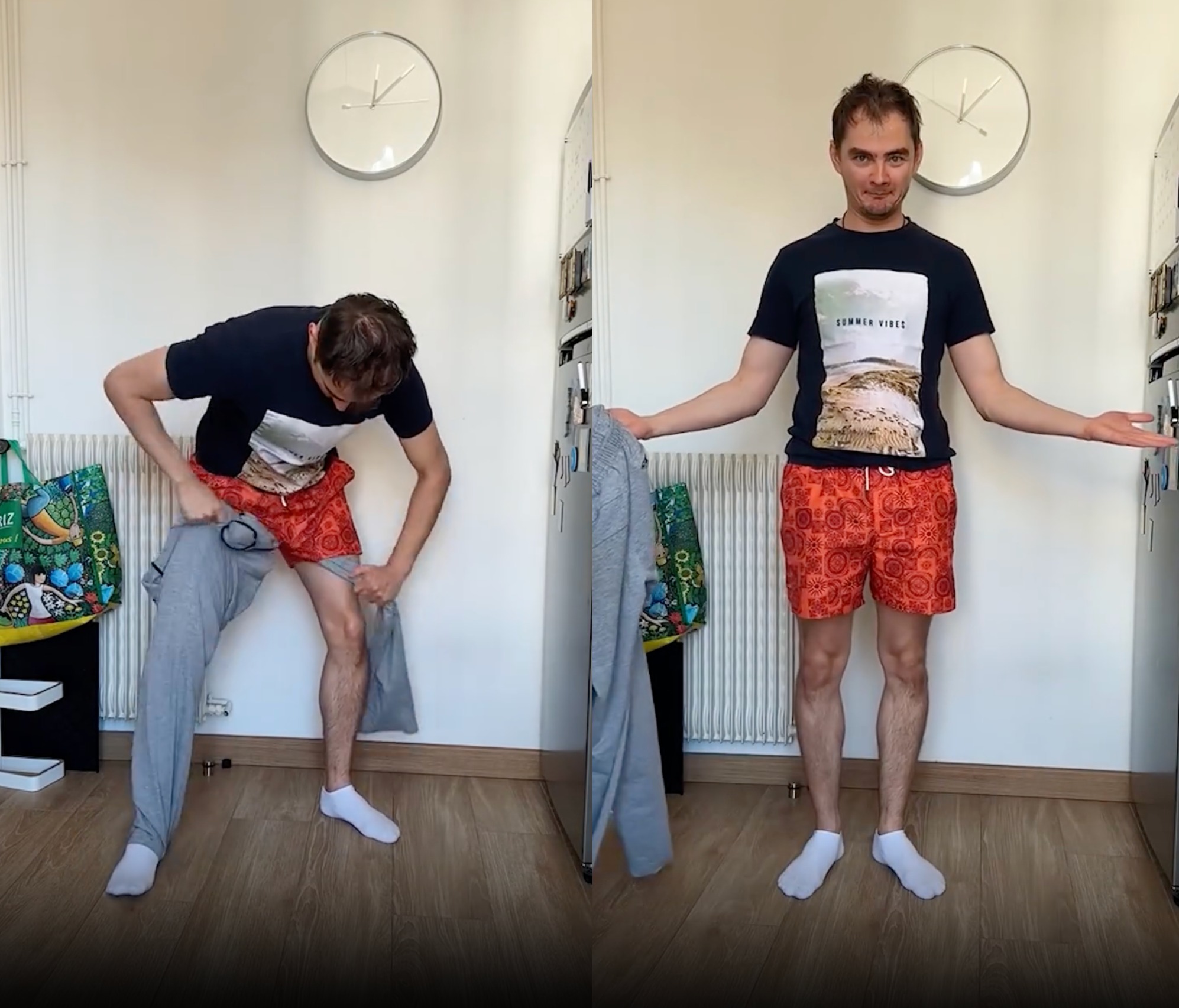 Putting pants on without removing shorts