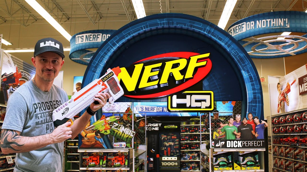 Buying NERF guns at Toys R Us!