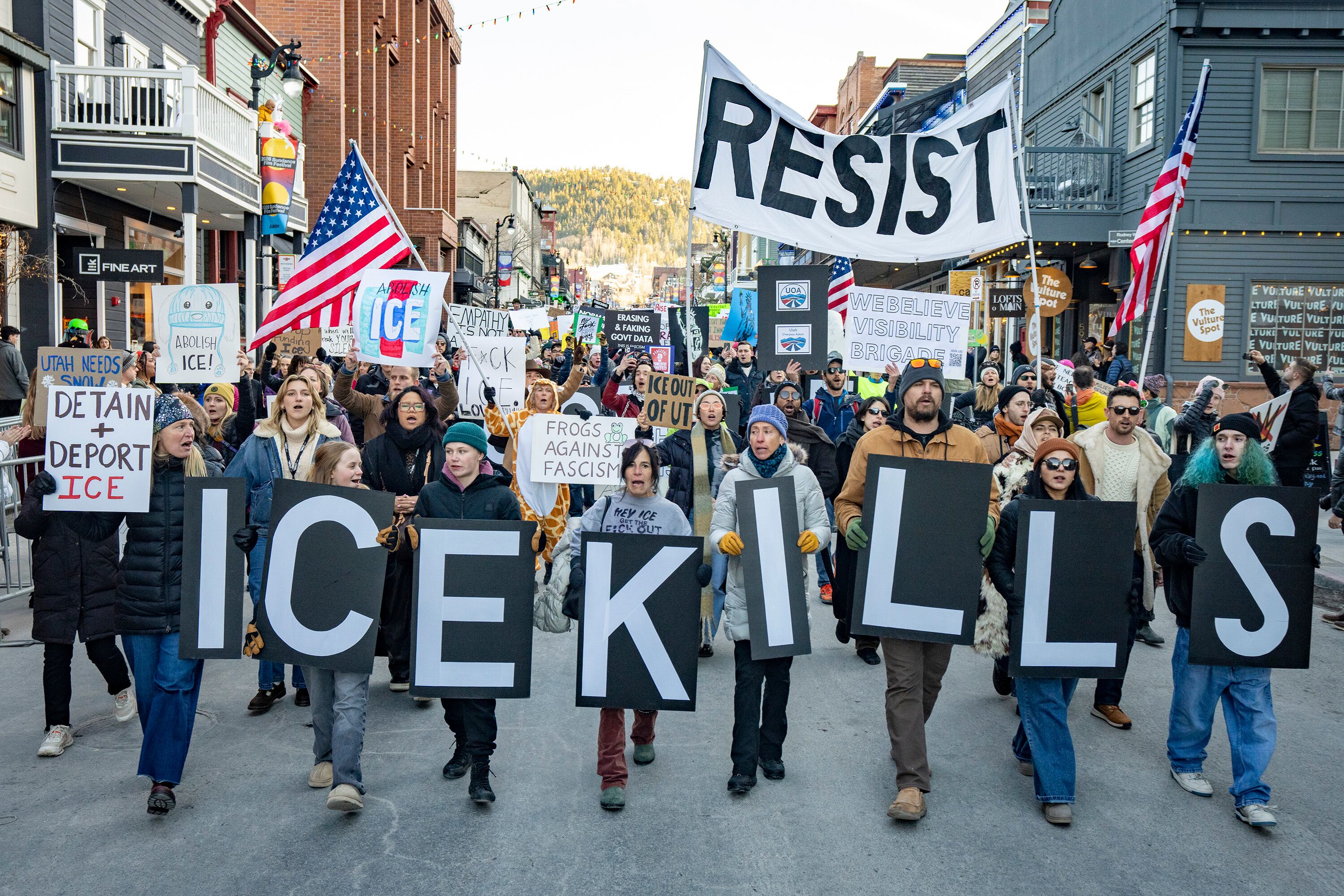 At Sundance, hundreds march down Park City’s Main Street for 'ICE OUT ...
