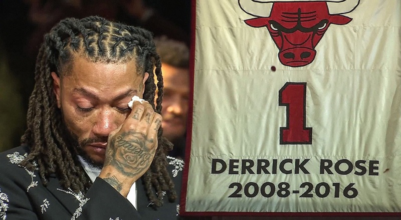 Chicago Bulls honors Derrick Rose as his No. 1 jersey rises to the ...