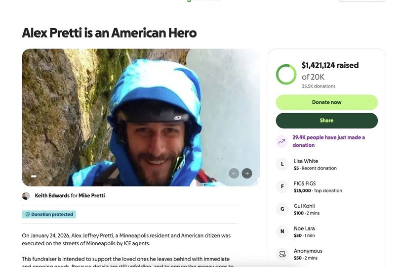 GoFundMe for Alex Pretti's family surpasses $1 million as outrage over ...