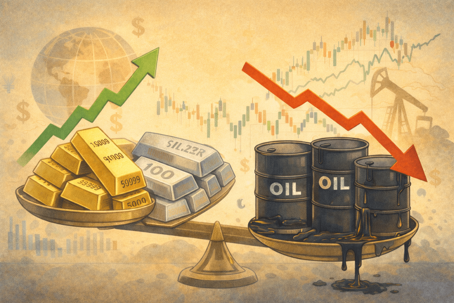 Commodity wrap: Gold exceeds $5,100, silver tops $112, oil prices dip