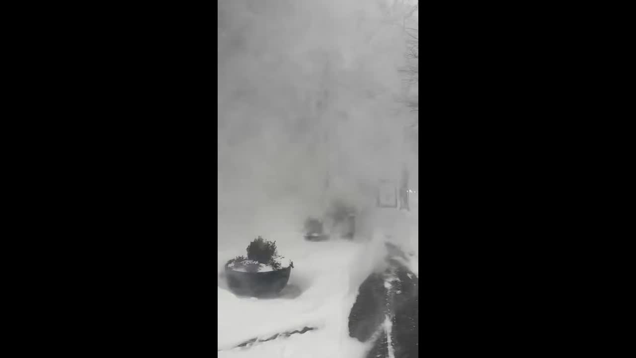 Strong winds whip snow and reduce visibility during winter storm in New ...