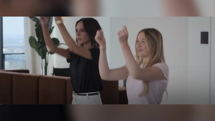 Harper Beckham teaches mum Victoria how to dance