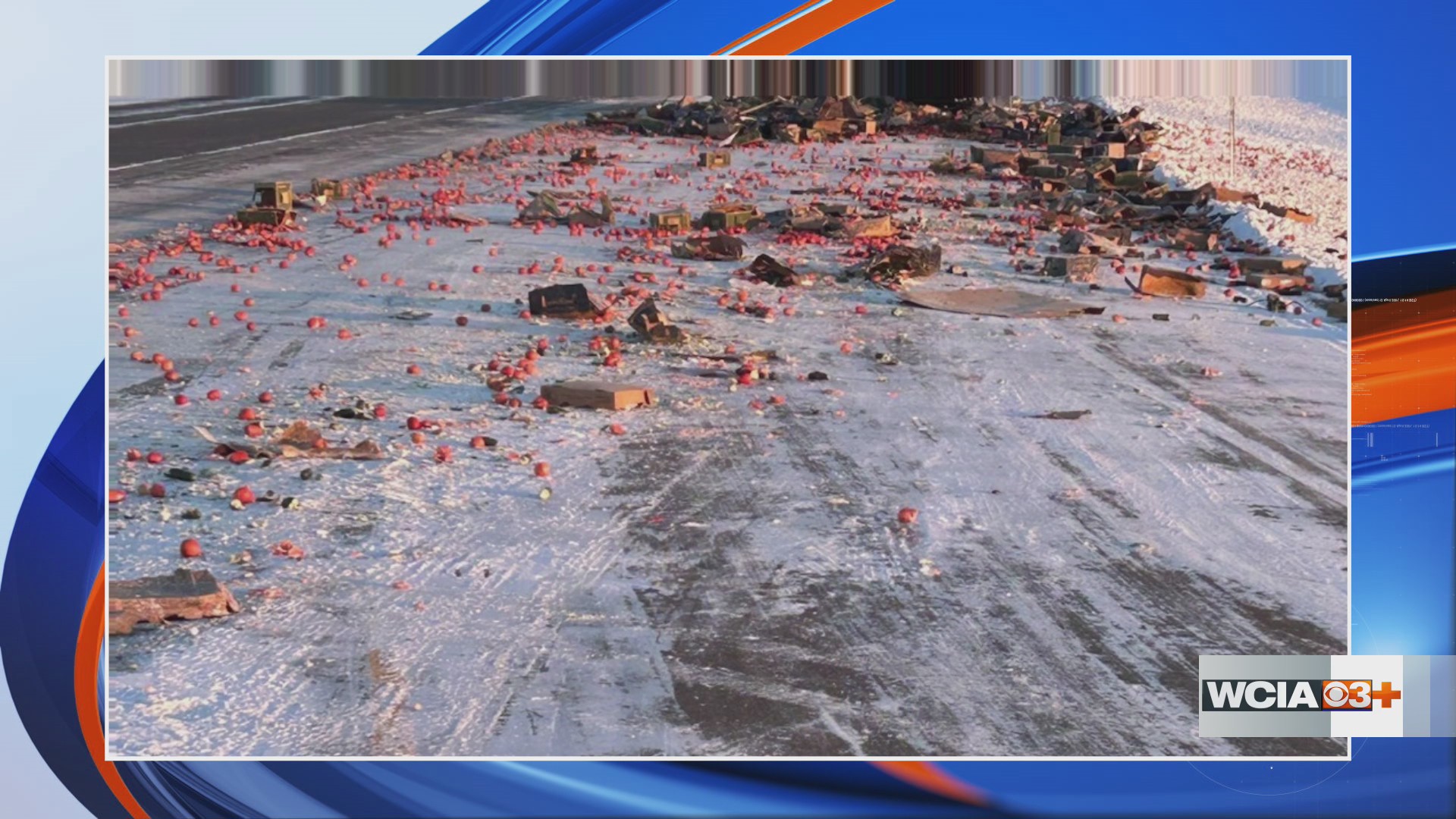 Tomatoes, cucumbers blanket I-55 in Sangamon Co. after semi-truck crash