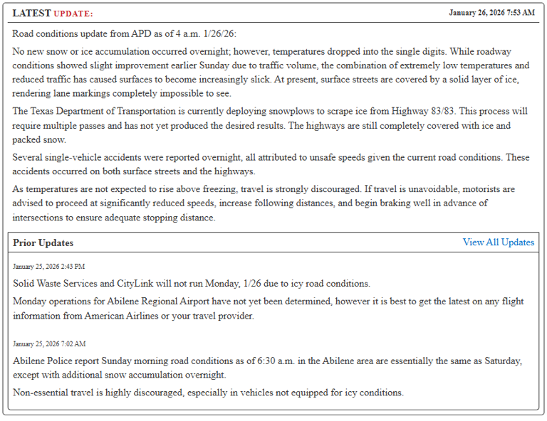 Breaking the ice: When will conditions improve in the Big Country?