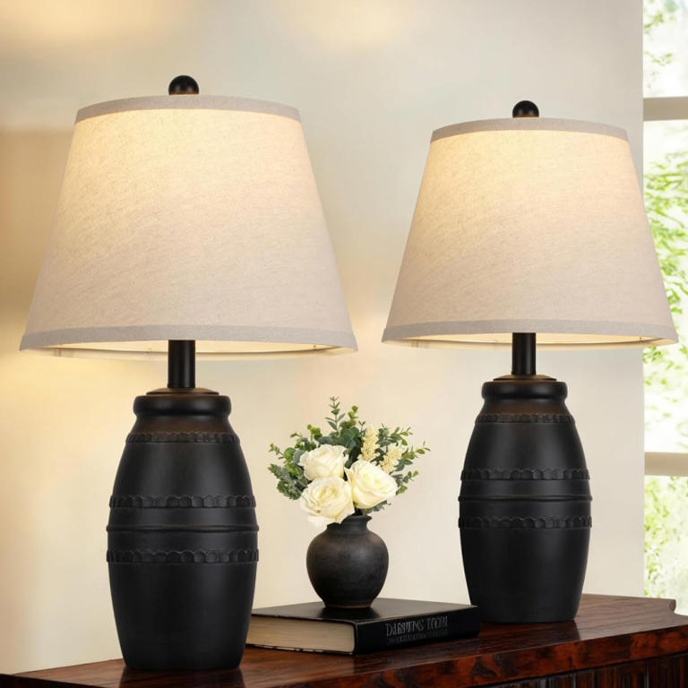 Amazon has a pair of $60 farmhouse table lamps on sale for $30
