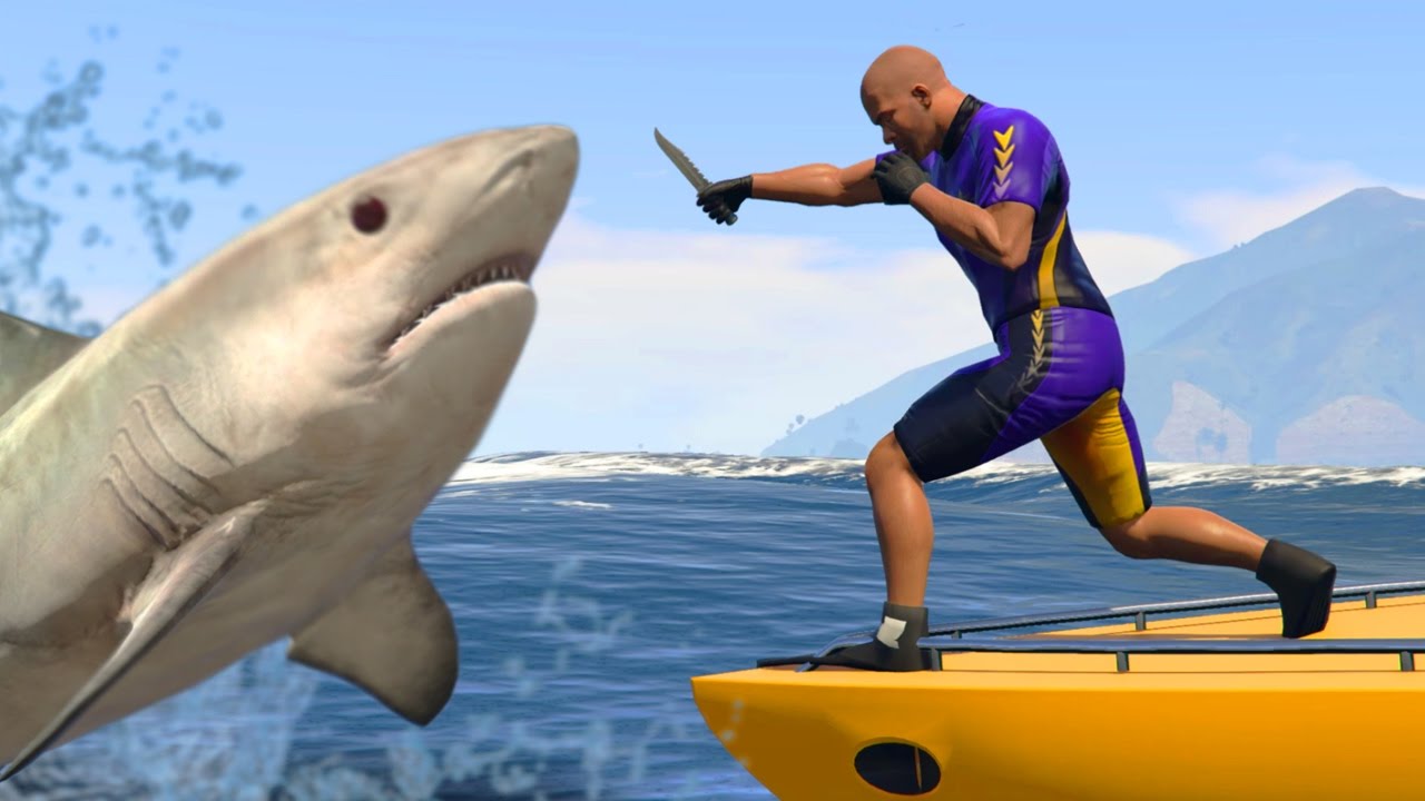 GTA 5 mods - Deadliest Catch fishing mod | Shark hunting! (GTA 5 PC mods)