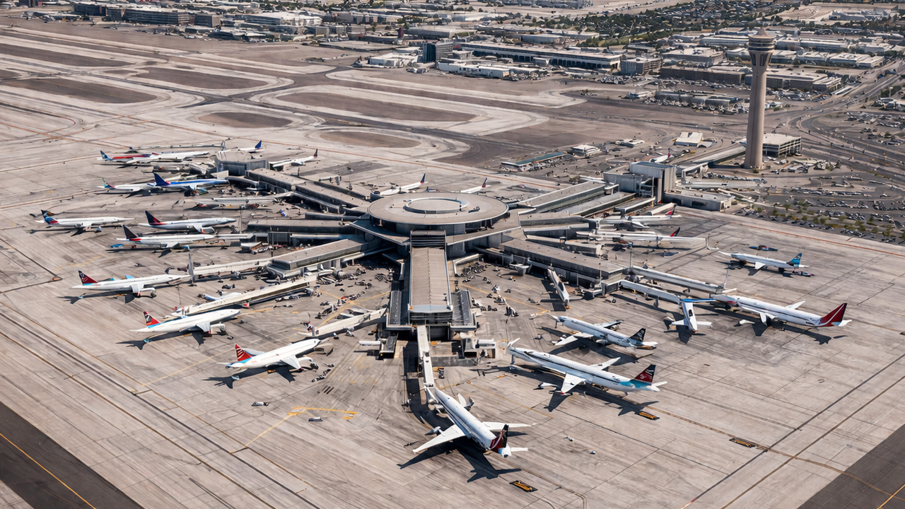 Aerial view of Harry Reid Airport Las Vegas