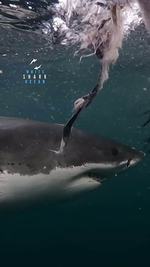 Big Great White Shark Investigates The Bait