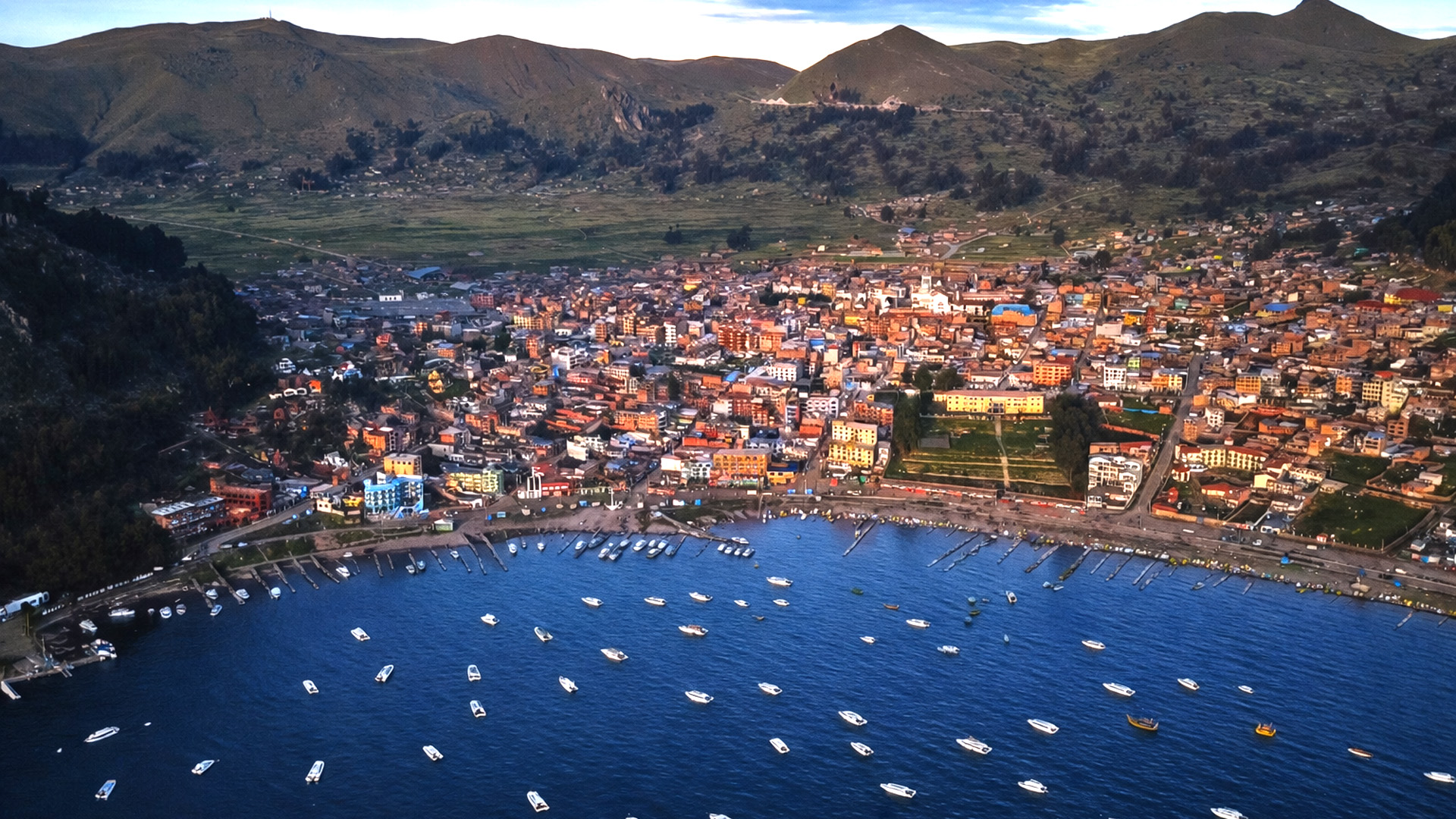 Copacabana city along the shores of Lake Titicaca