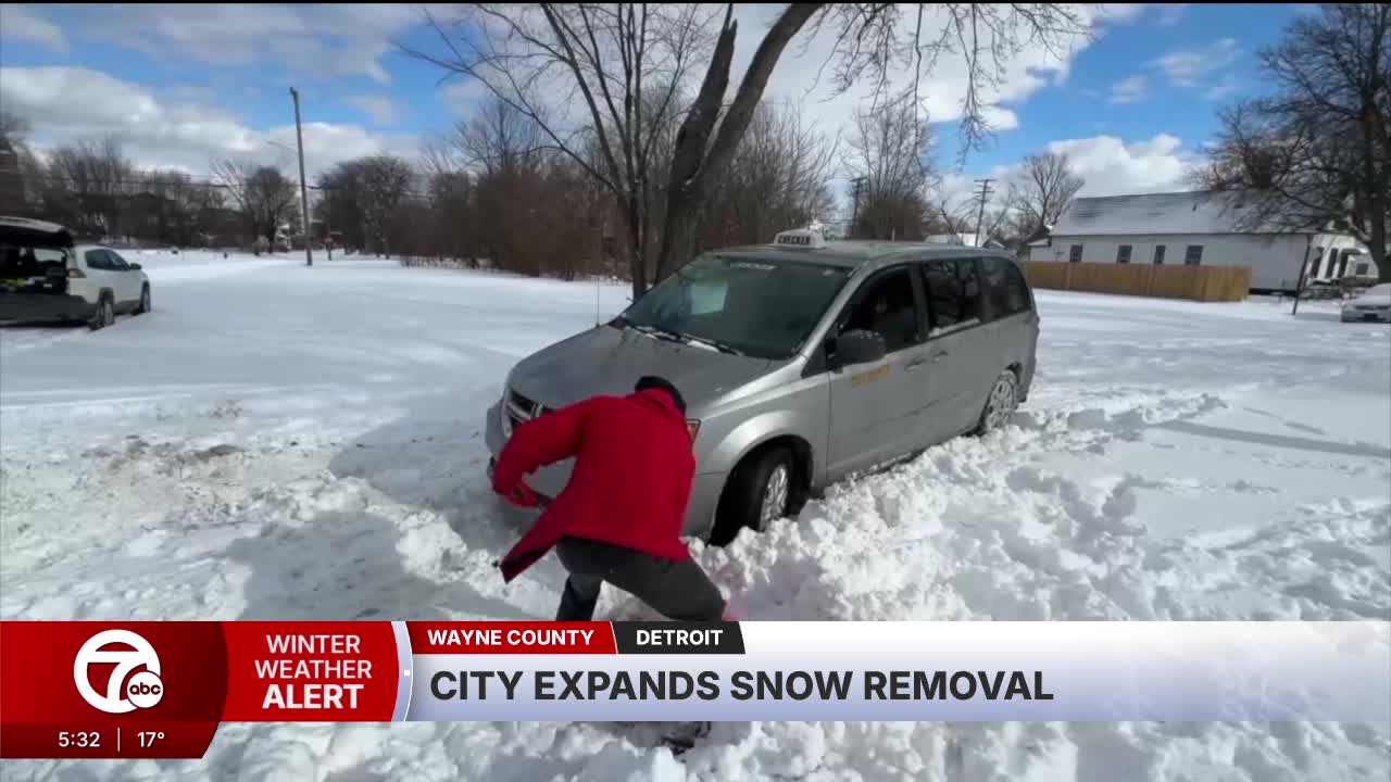 Detroit plowing residential streets after latest snowfall