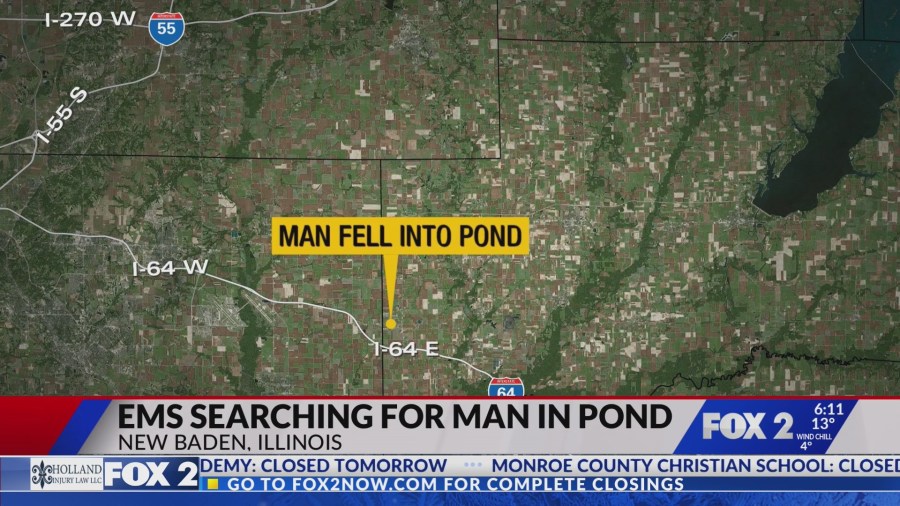 Water rescue underway after man falls in pond: Officials