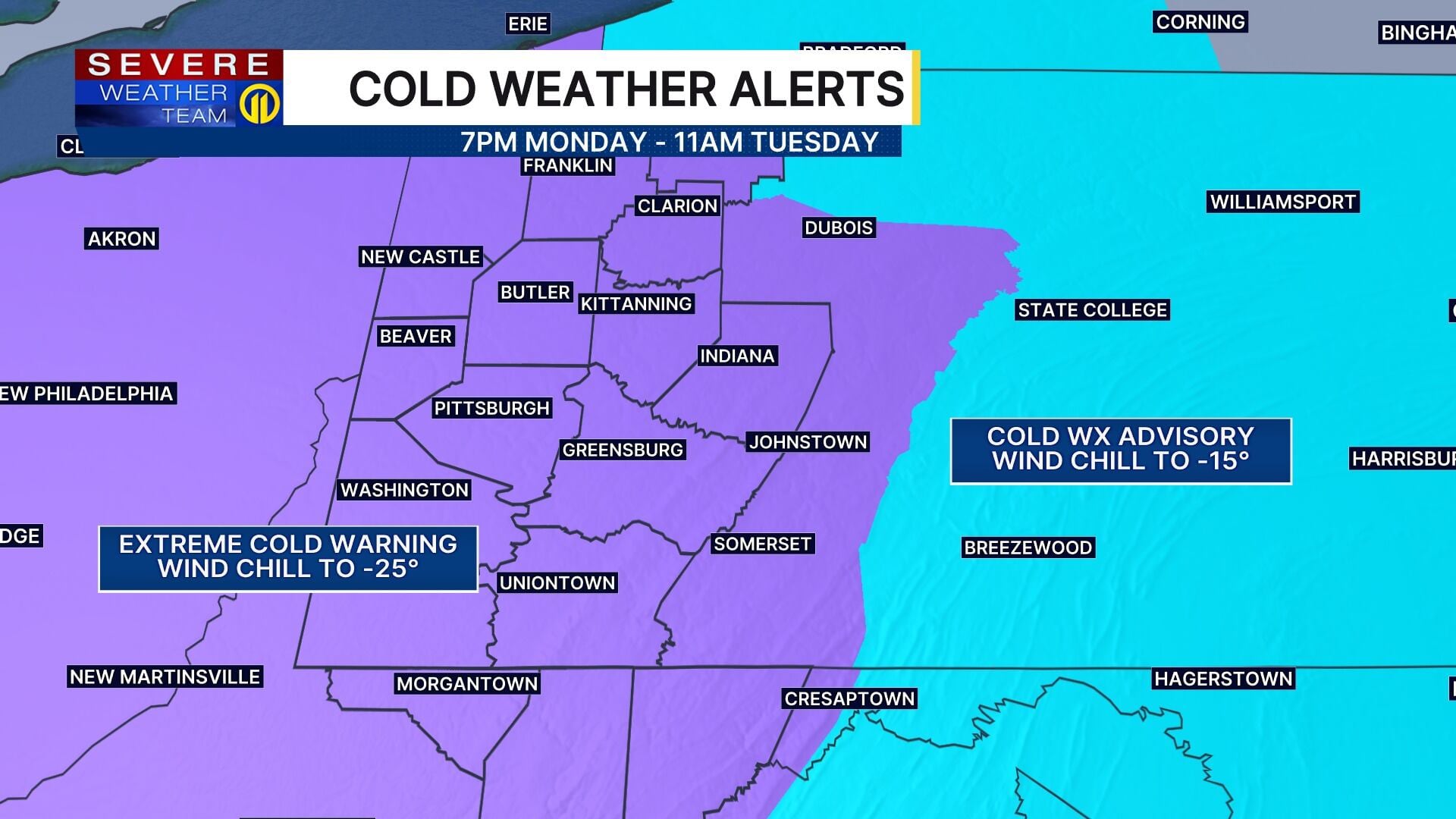 Extreme cold warning in effect into Tuesday as temperatures drop near zero
