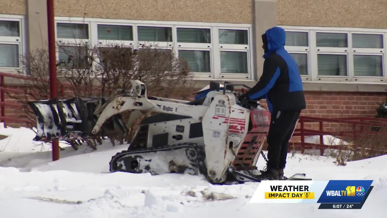 Students enjoy snow day while crews work to clear school lots