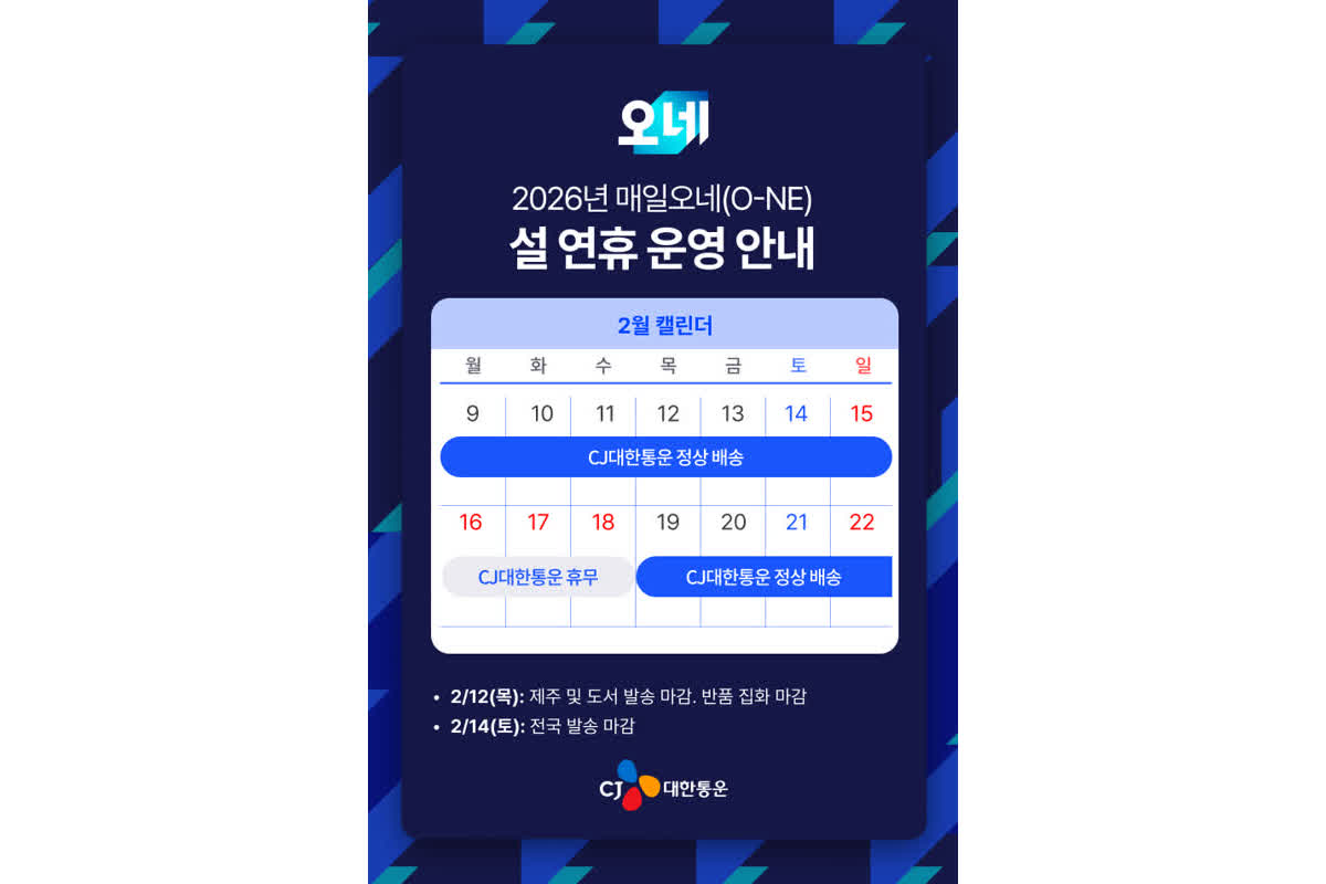 CJ대한통운, 설 앞두고 4주 특별수송… "개인택배도 언제든 OK"