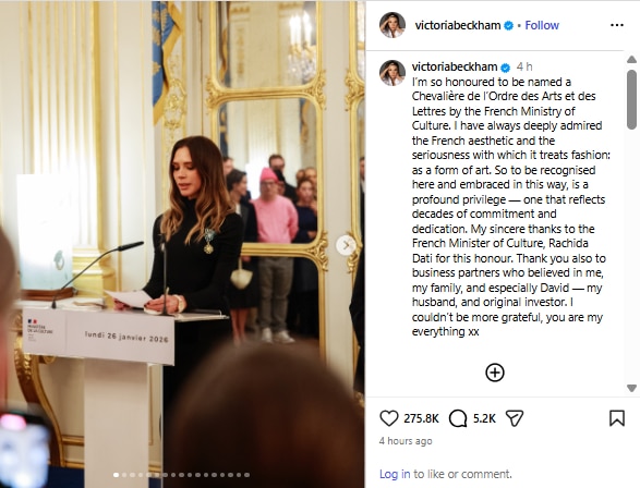 Beckham family in Paris as Victoria receives French honour, Brooklyn skips