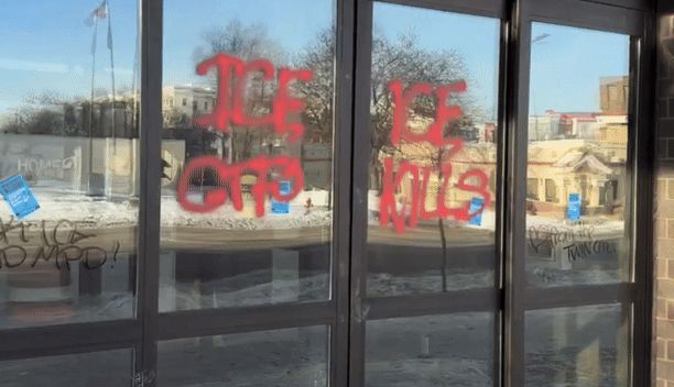 'ICE out': Graffiti plastered on Hilton hotel housing federal agents ...