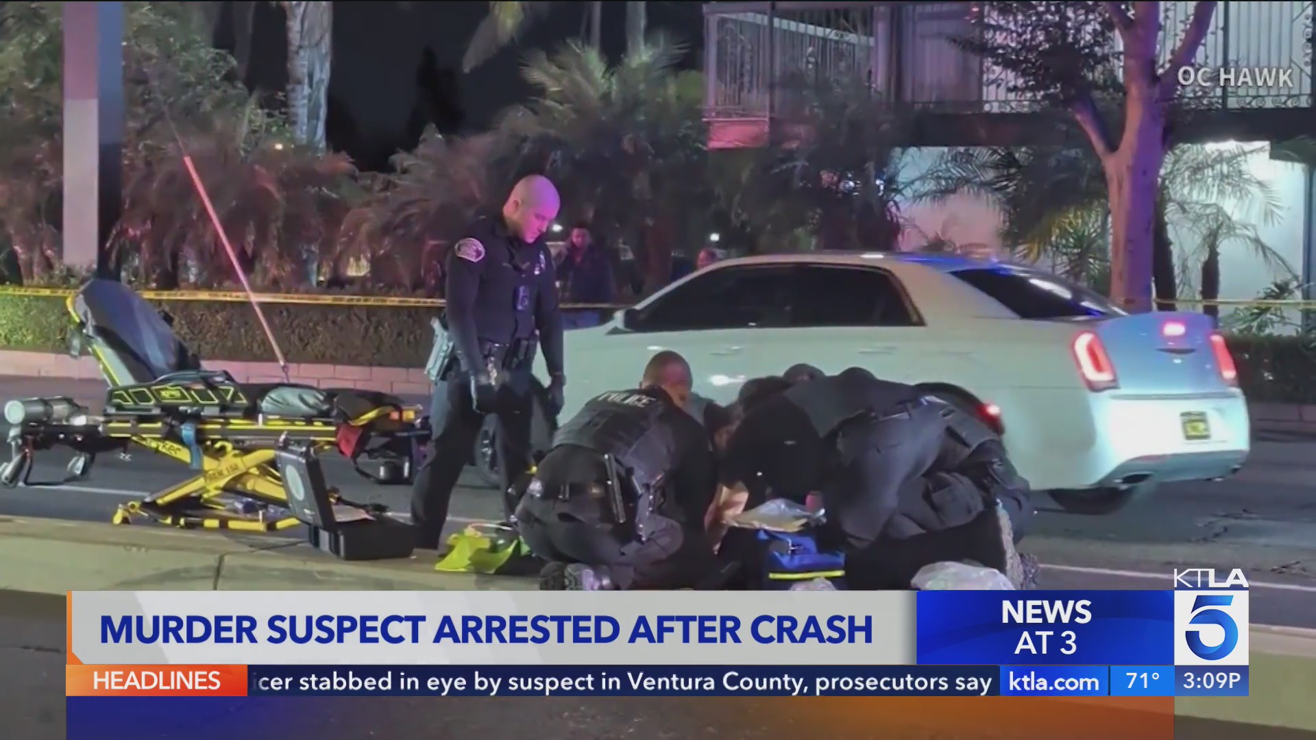 Murder suspect arrest after crash in Fullerton