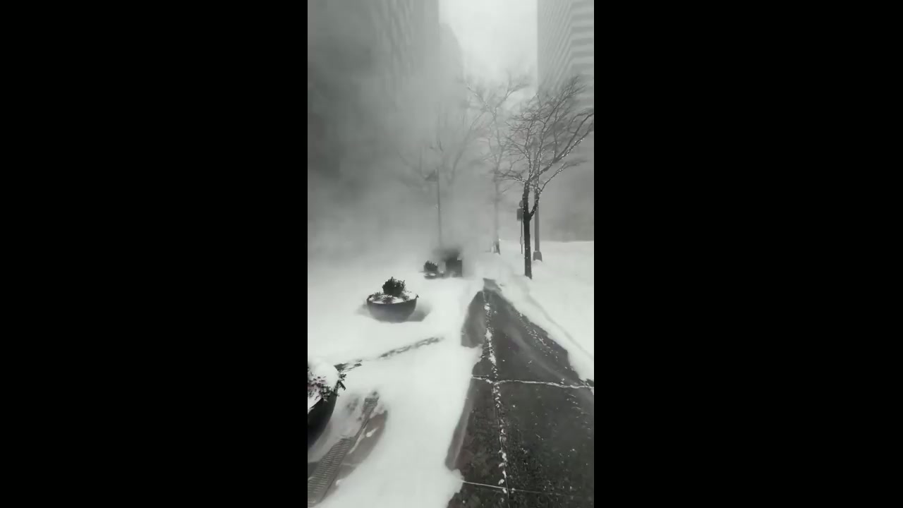 Strong winds whip snow and reduce visibility during winter storm in New ...