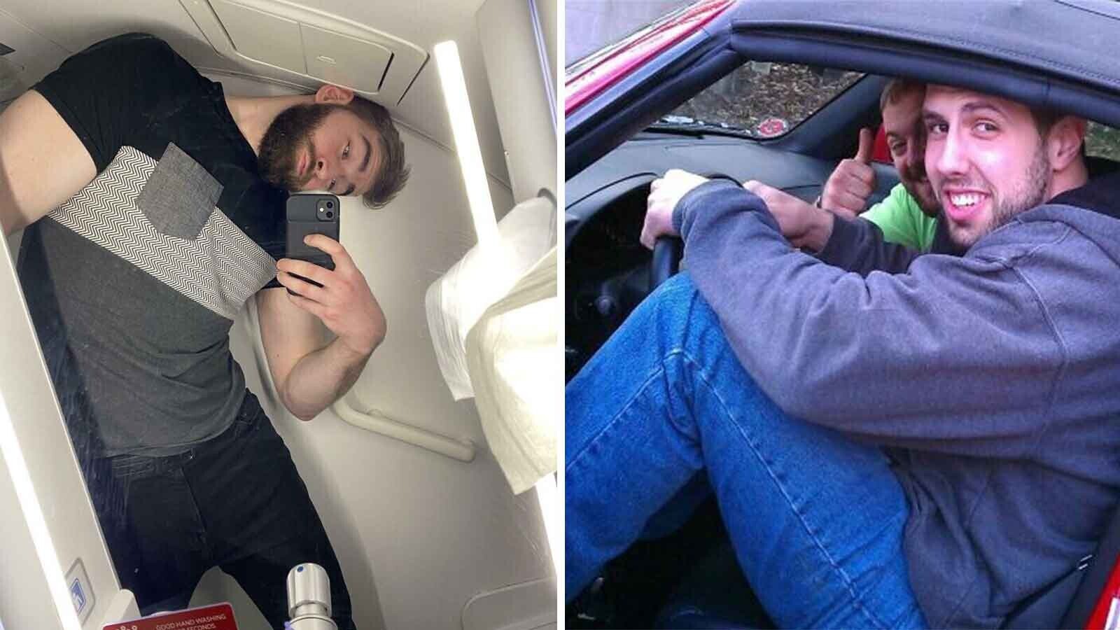 22 tall people struggling in a short person's world