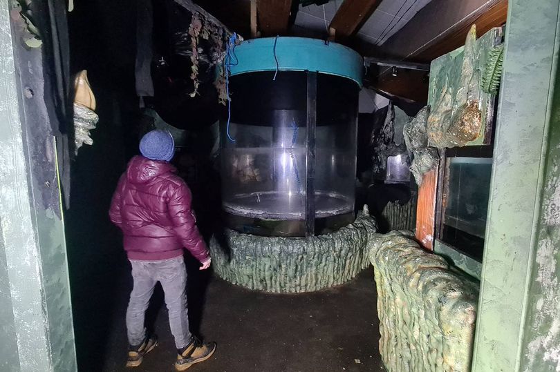 Inside the abandoned Barcaldine SeaLife Centre with tanks still full of ...