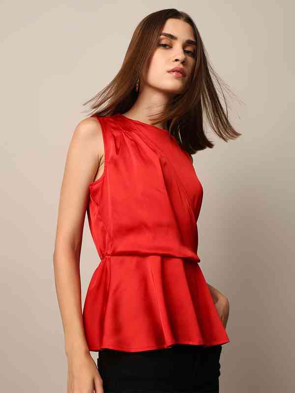 Elegant satin tops that redefine party styling on Myntra